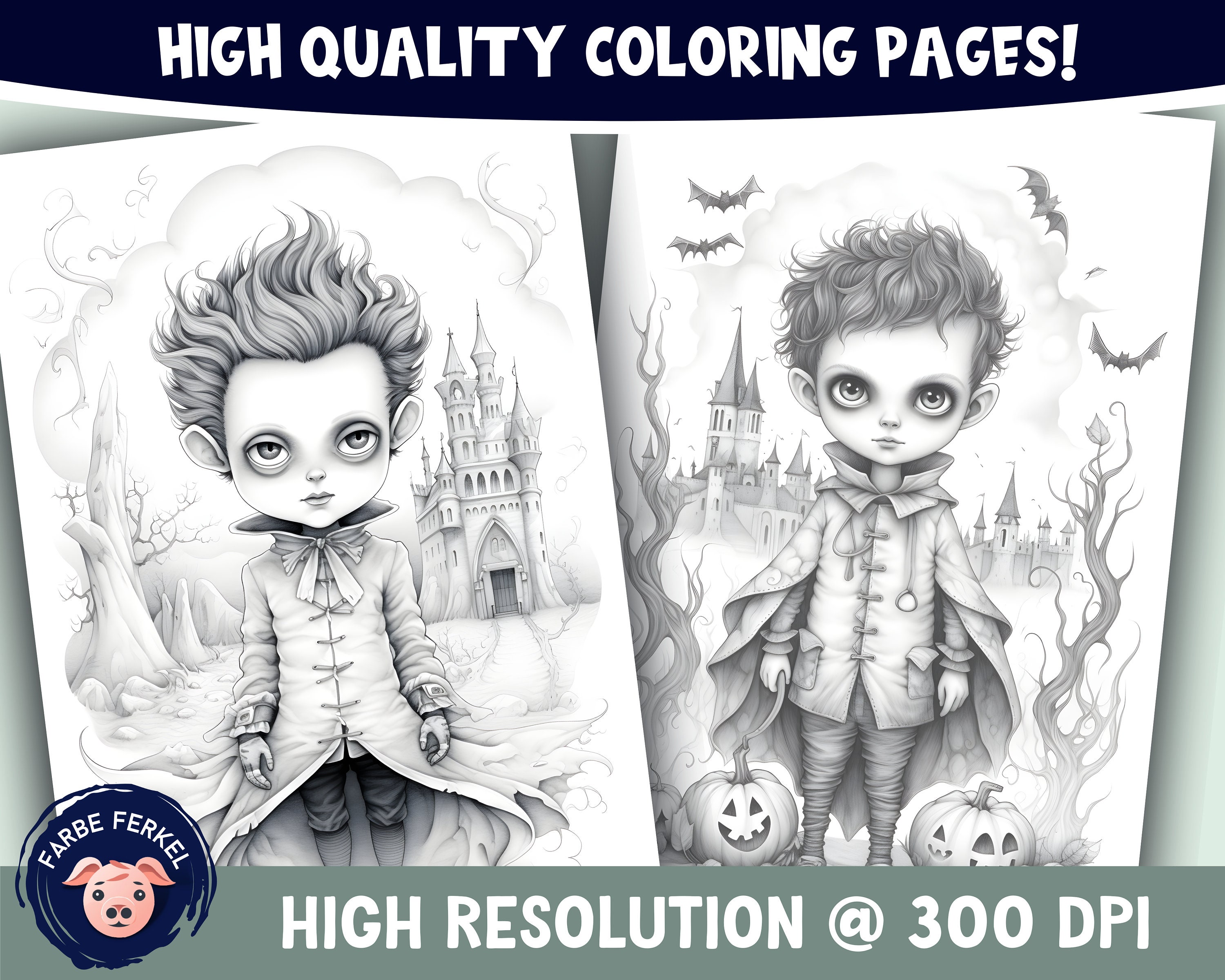 Vampire Boys Greyscale Coloring Book Vampires Coloring Pages - Etsy