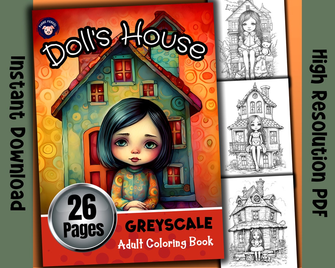 Doll's House Coloring Book Girl Coloring Books Greyscale Colouring ...
