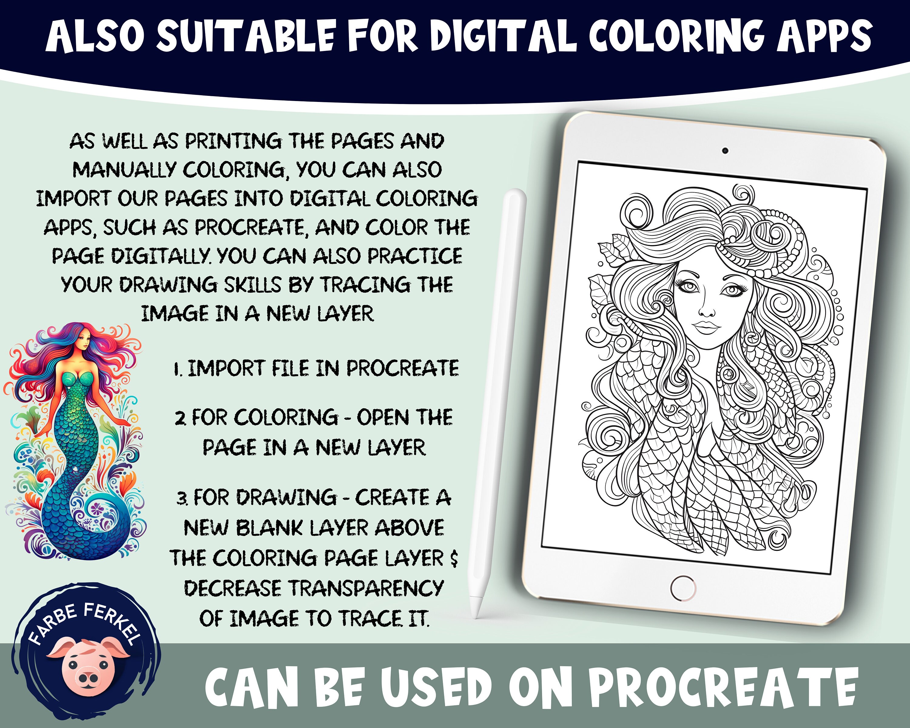 Magical Mermaids Line Art Coloring Book Mermaid Coloring - Etsy