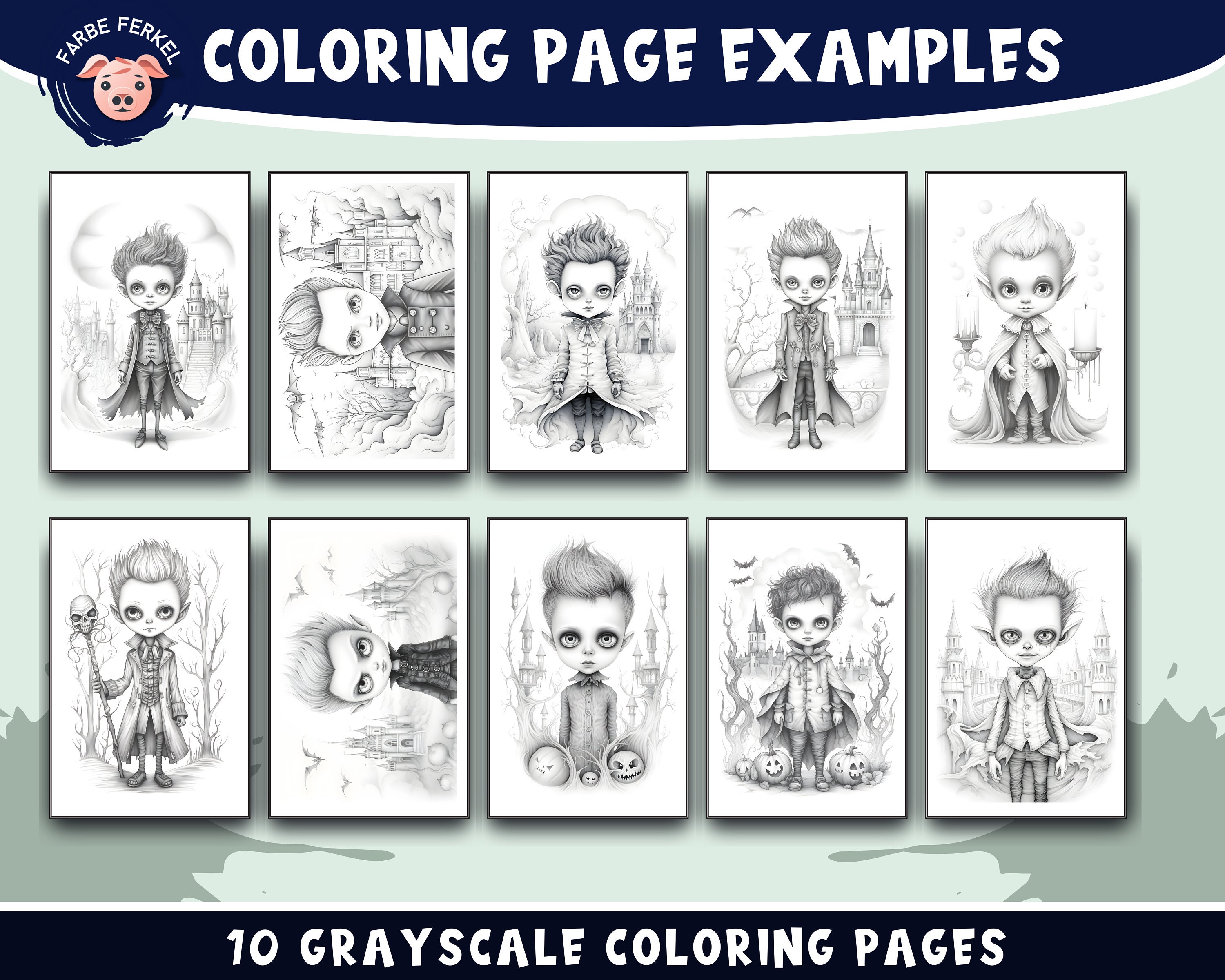 Vampire Boys Greyscale Coloring Book Vampires Coloring Pages - Etsy