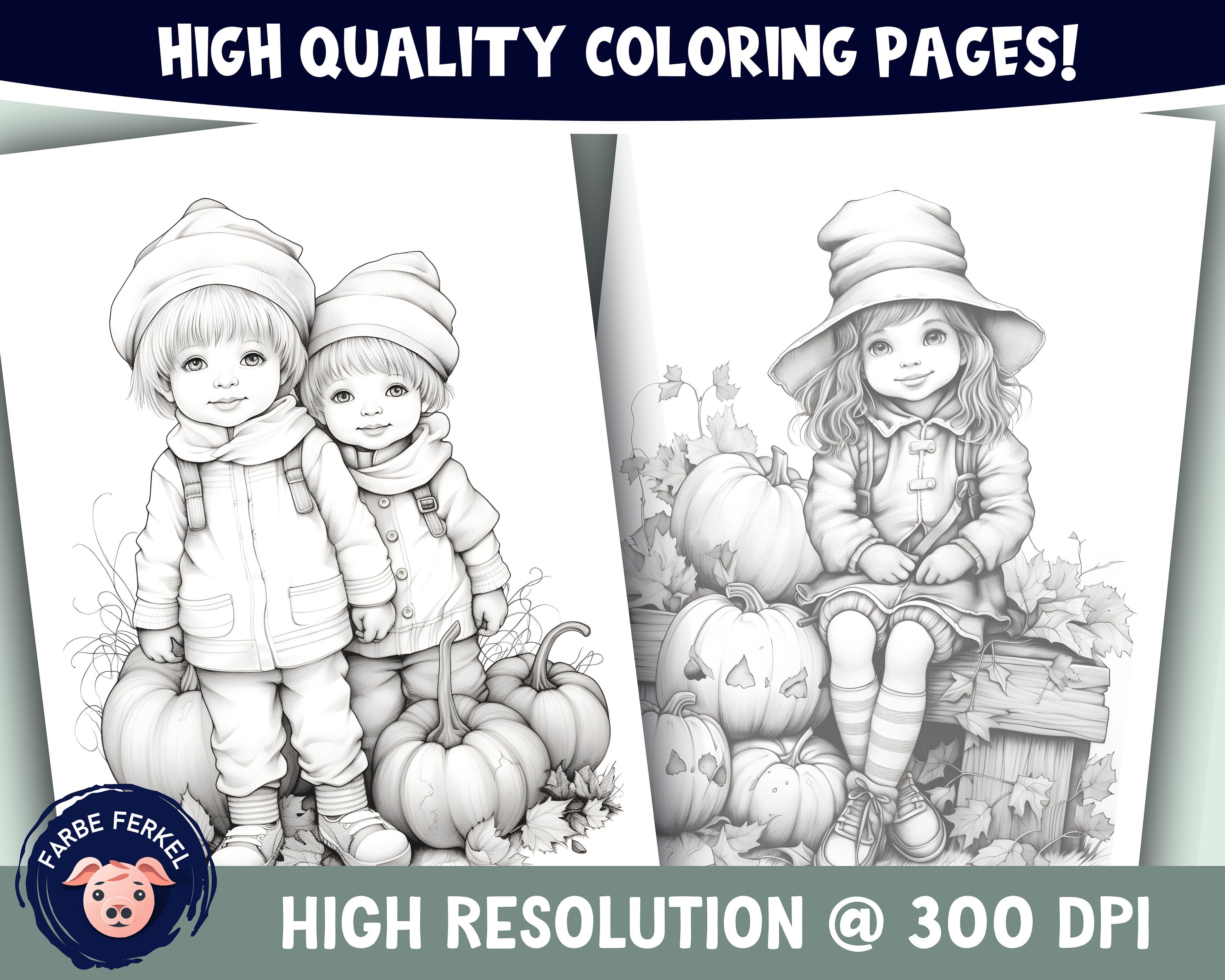 Pumpkin Kids Greyscale Adult Colouring Book Pumpkin Coloring - Etsy