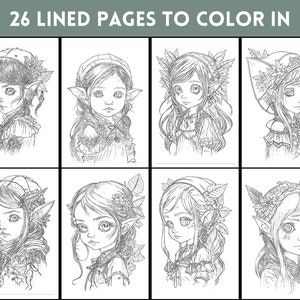 Elf Girls Adult Colouring Page for Relaxing Instant PDF Digital ...