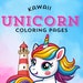 Kawaii Unicorn Coloring Pages Printable Unicorn Coloring Book for Kids ...