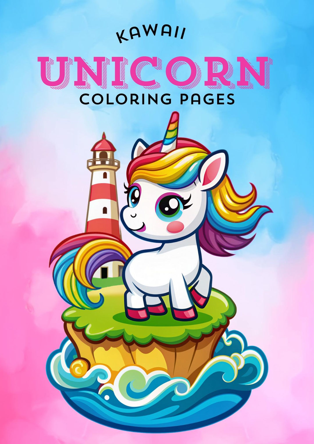 Kawaii Unicorn Coloring Pages Printable Unicorn Coloring Book for Kids ...