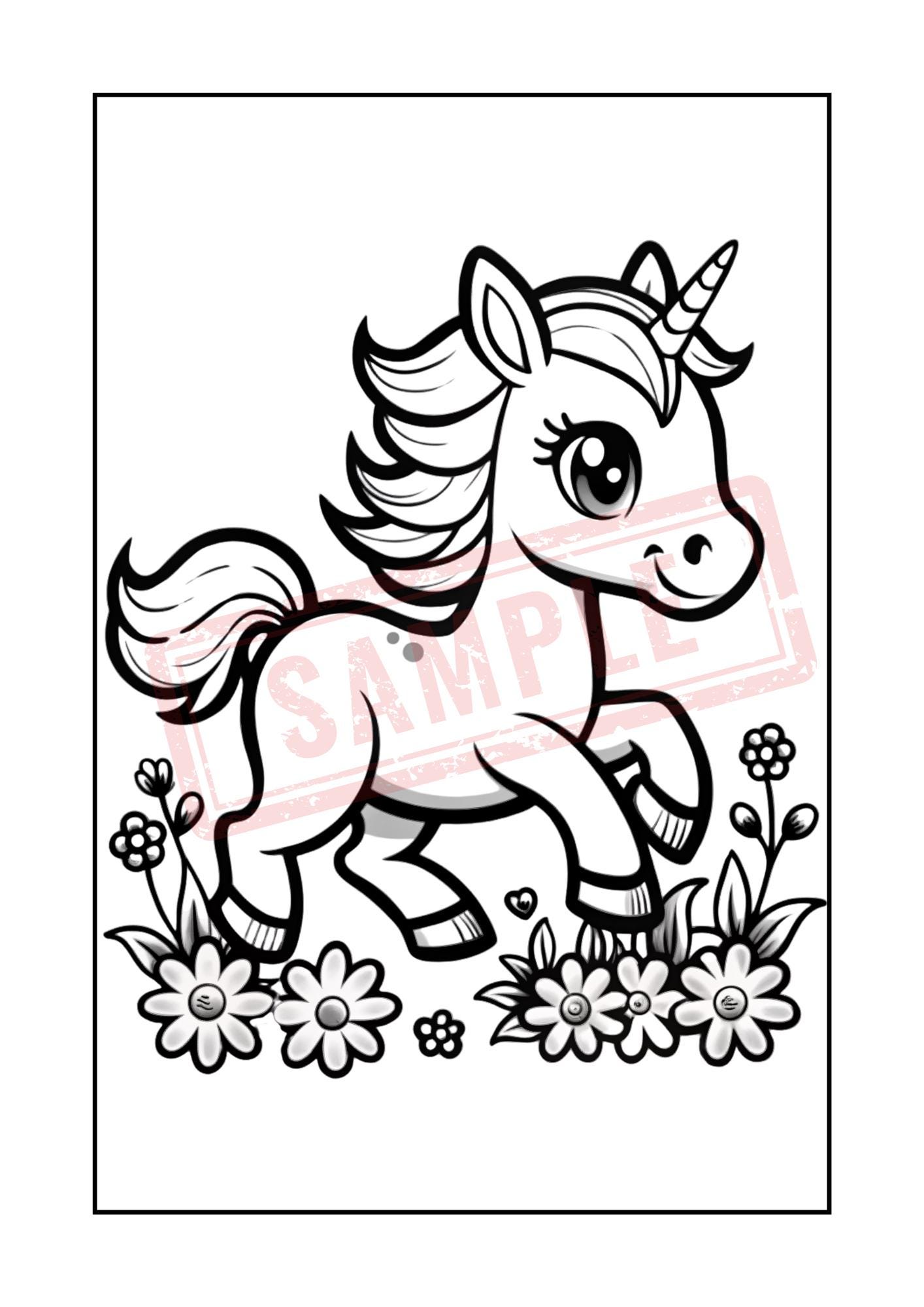 Kawaii Unicorn Coloring Pages Printable Unicorn Coloring Book for Kids ...