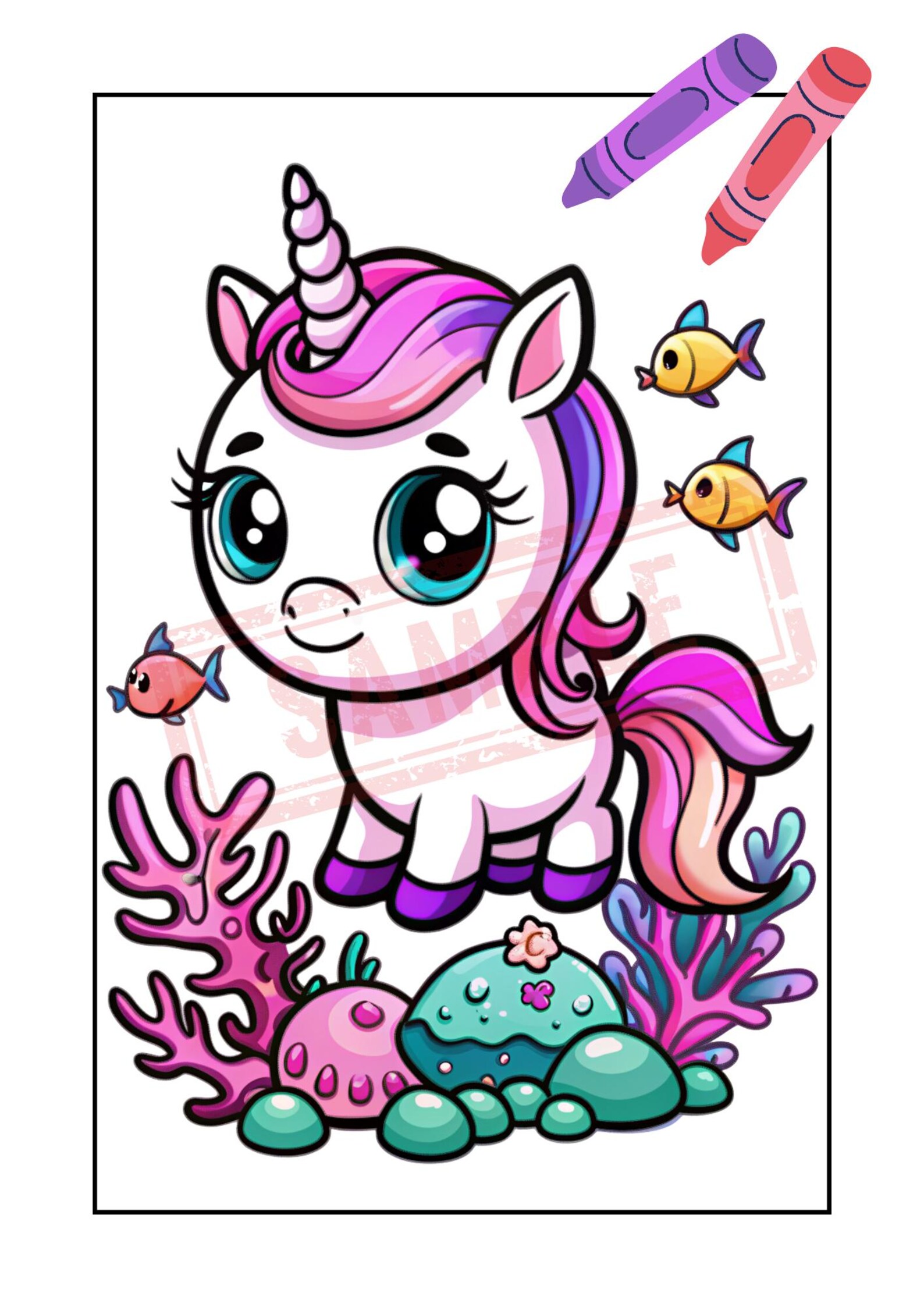 Kawaii Unicorn Coloring Pages Printable Unicorn Coloring Book for Kids ...