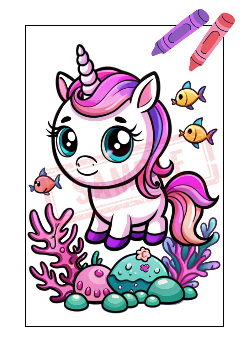 Kawaii Unicorn Coloring Pages Printable Unicorn Coloring Book for Kids ...