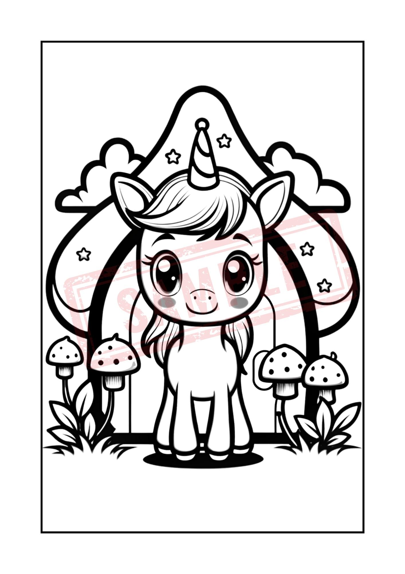 Kawaii Unicorn Coloring Pages Printable Unicorn Coloring Book for Kids ...