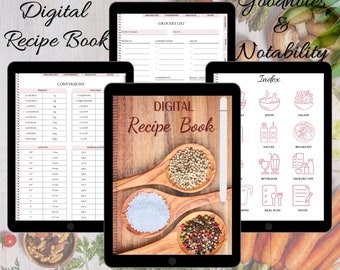 Digital Recipe Book for Goodnotes, Notability, Digital iPad Recipe ...
