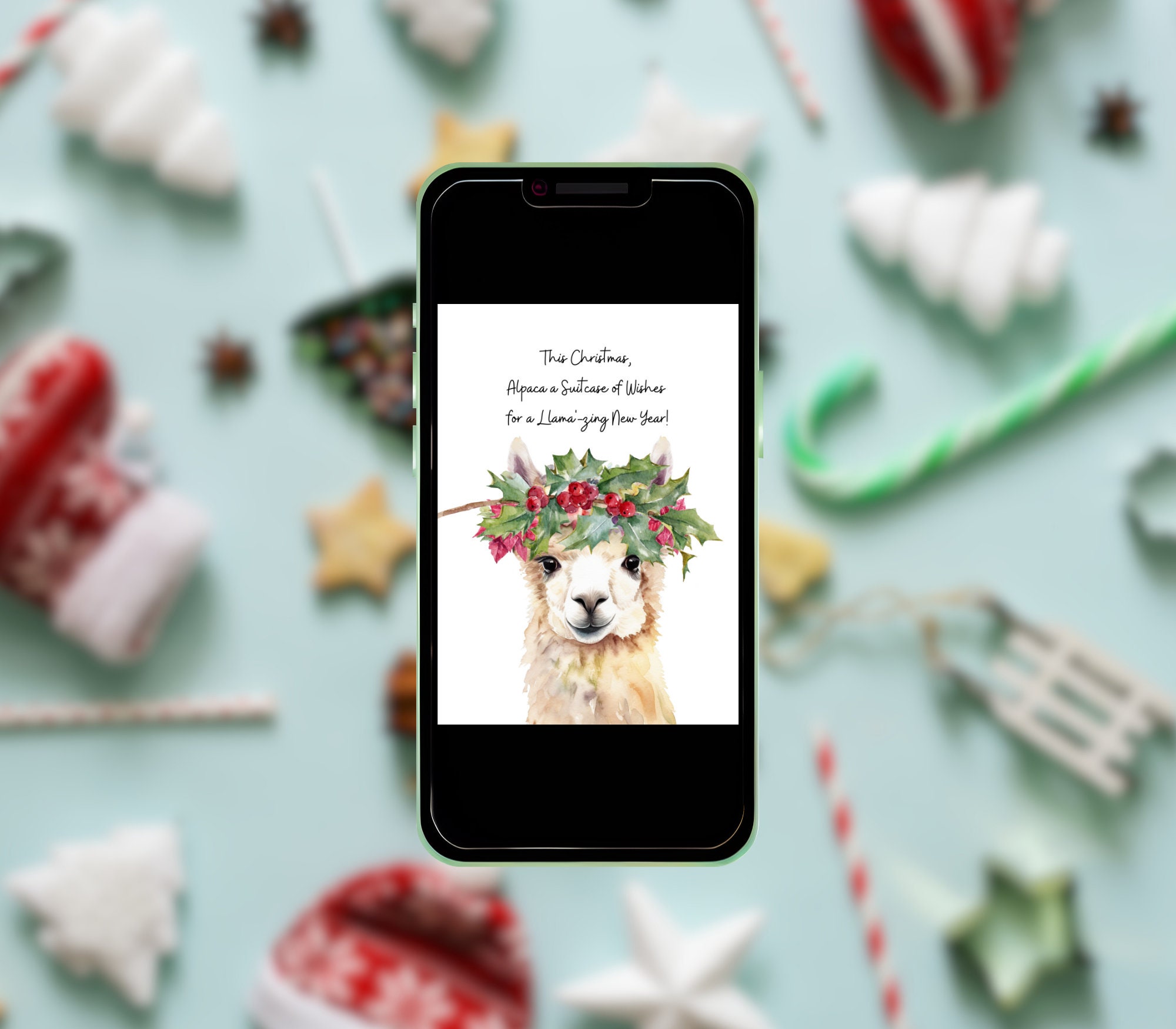 Llama Christmas Card Funny Holiday Card Cute Animal Card - Etsy