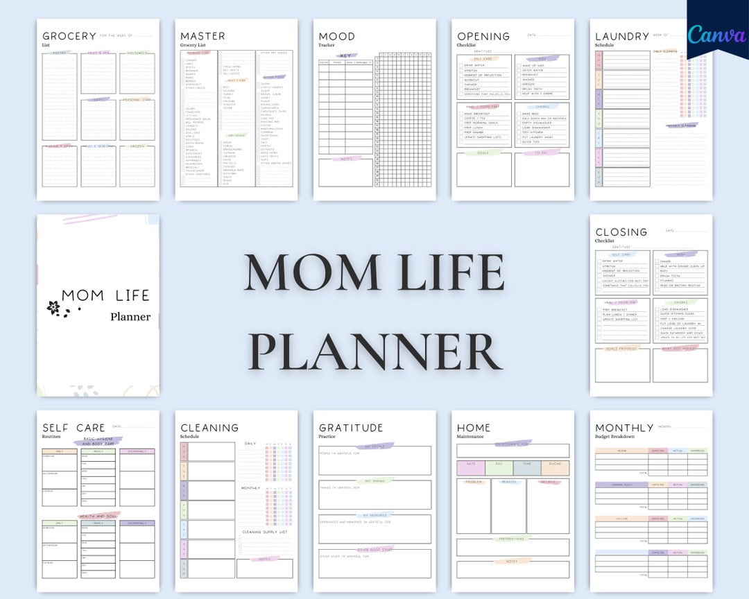 Mom Life Planner, Digital Household Planner, Mom Planner for Family ...
