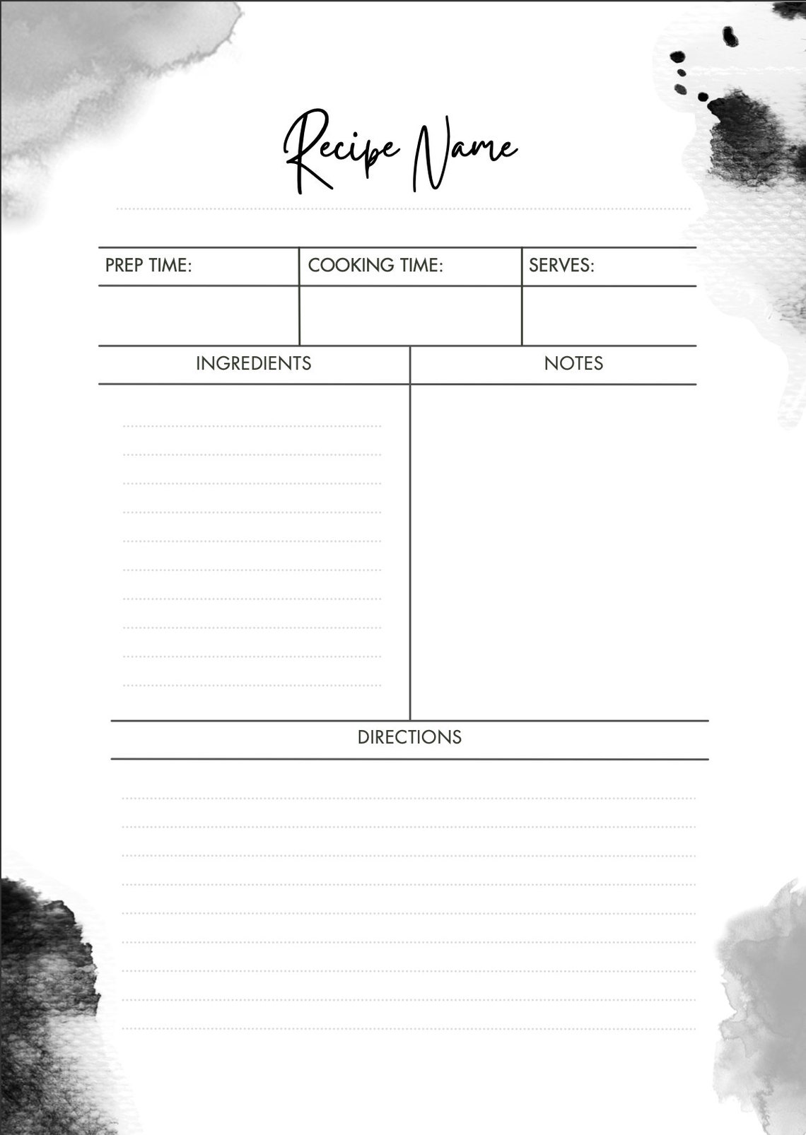 EDITABLE Recipe Template Recipe Sheet Template Recipe - Etsy
