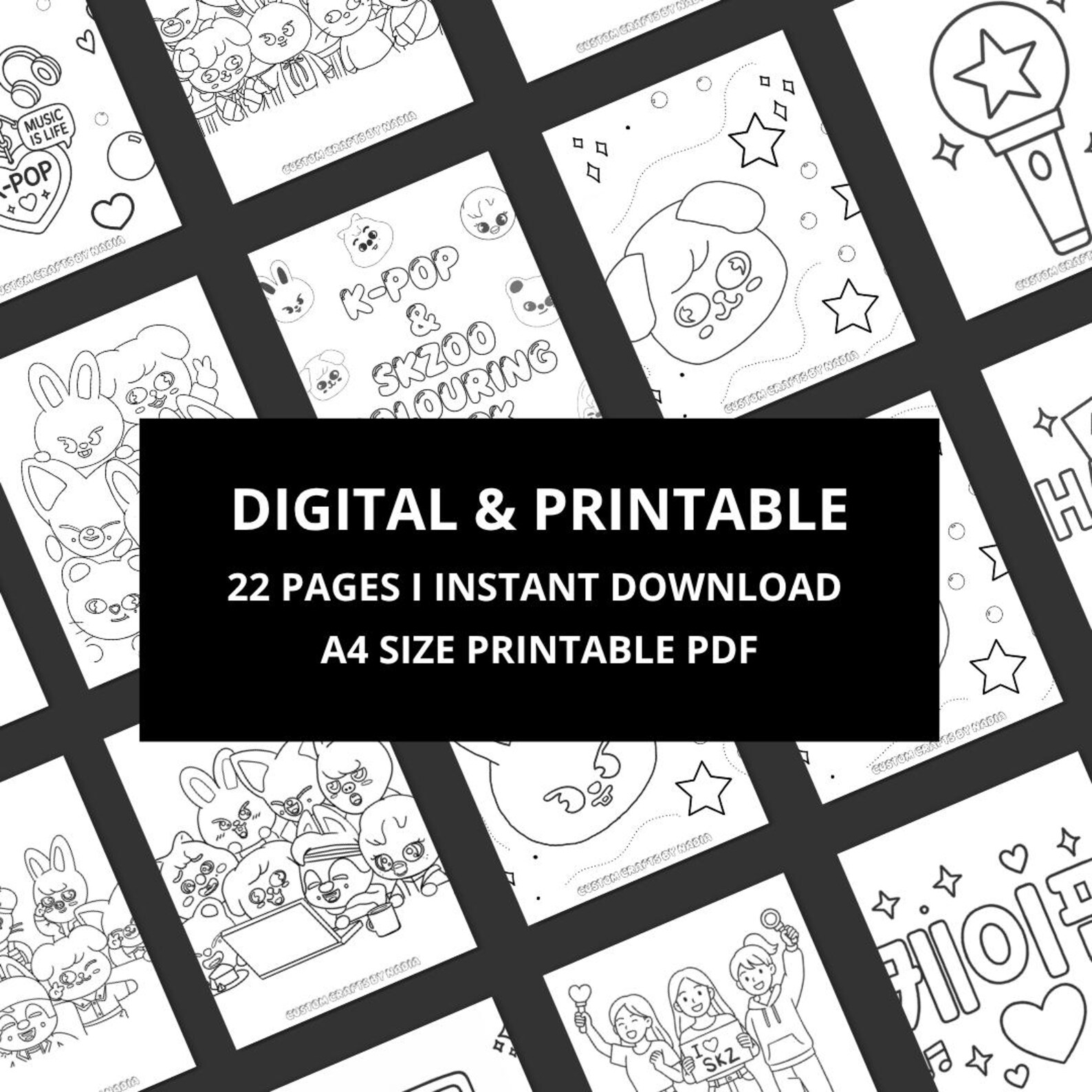 SKZOO & K-POP Inspired Colouring Book | Digital Printable Stray Kids ...