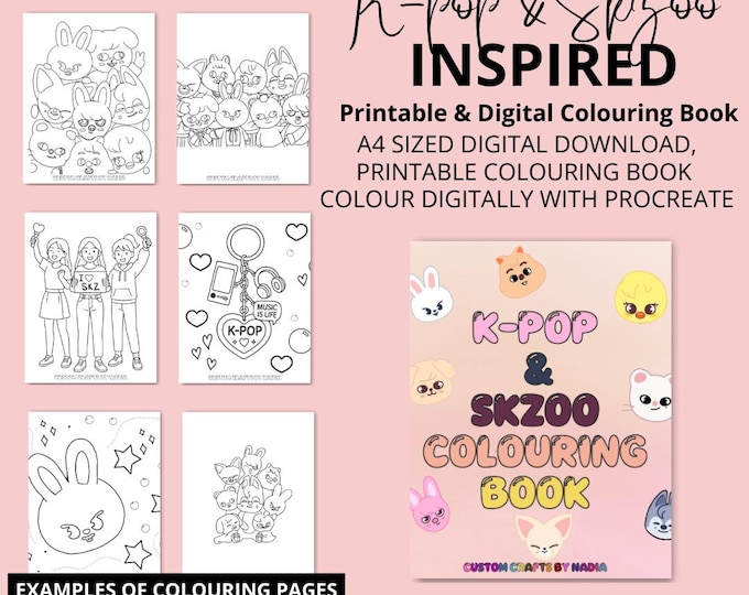 SKZOO & K-POP Inspired Colouring Book | Digital Printable Stray Kids ...