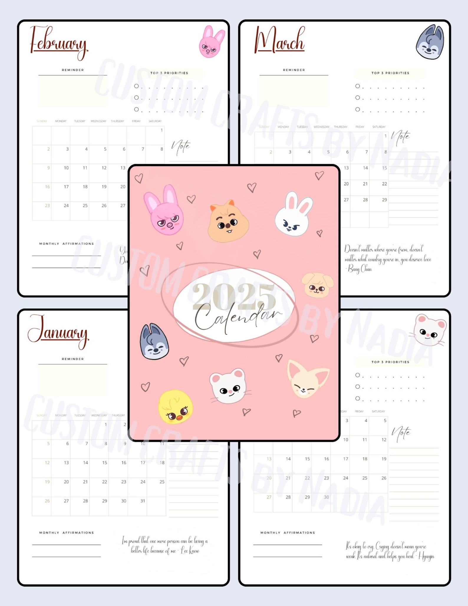 SKZOO Stray Kids 2025 Calendar Planner | 15 Page Monthly Calendar for ...