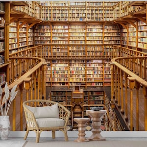Library Wallpaper Mural – Grand Book Wall for Reading Room or Office ...