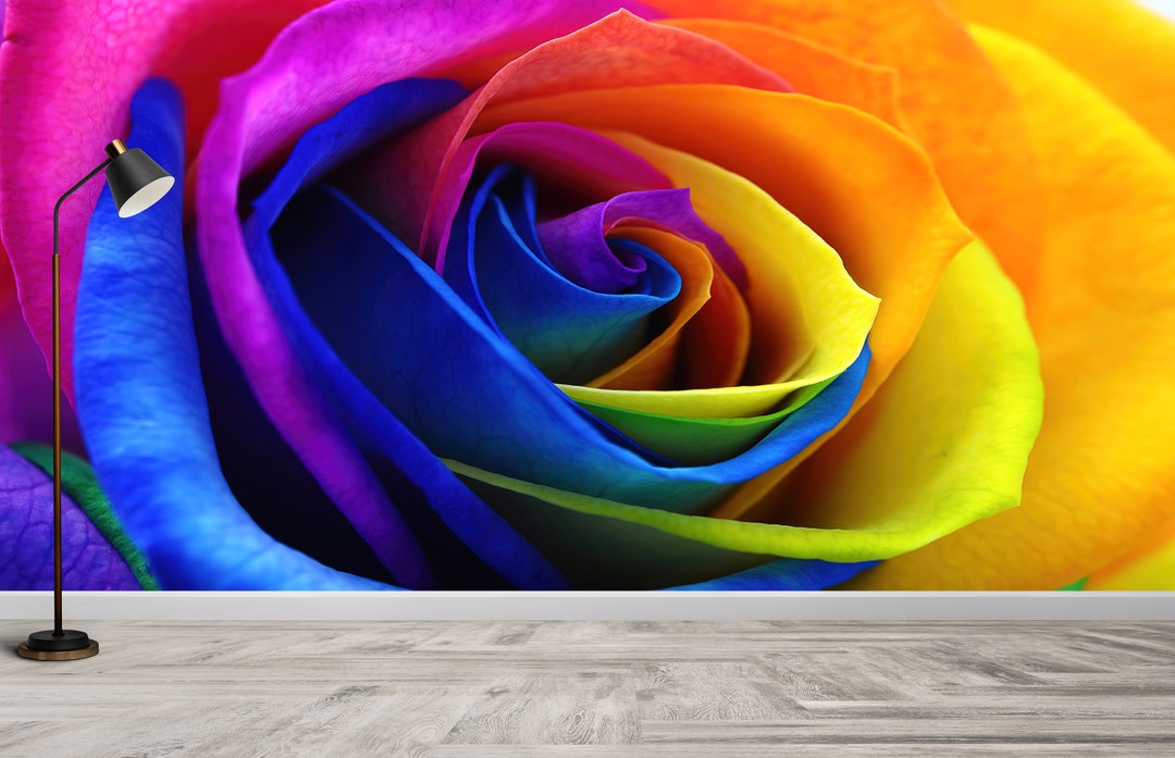 Wall Poster, Colorful Rose Wallpaper, Botanical Wallpaper, Paper Art ...