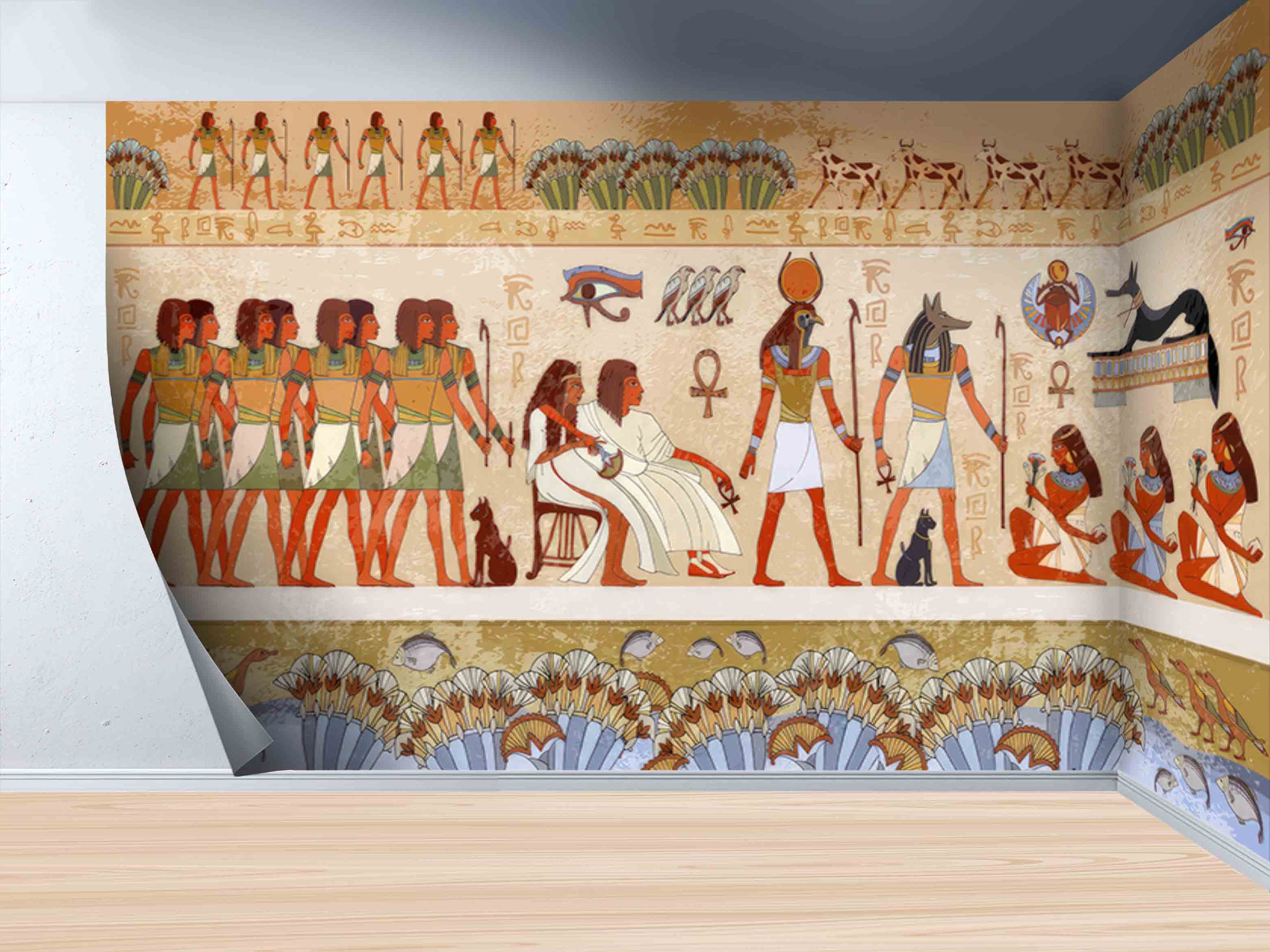 Egyptian Hieroglyphs Mural Ancient Egypt Wall Mural Brown - Etsy Australia