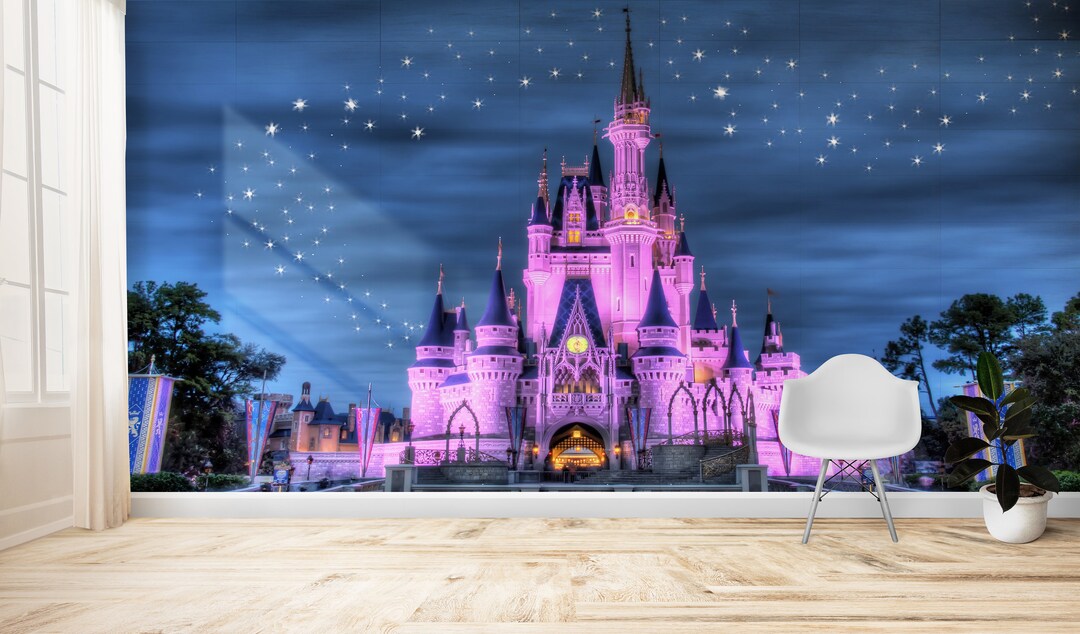 Cinderella Castle Wallpaper Mural: Starry Sky Peel and Stick Wall Decor ...