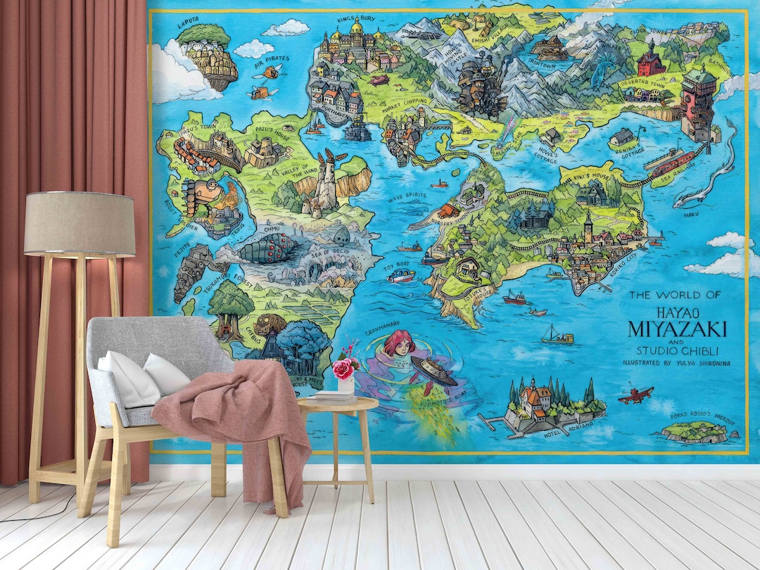 Anime Map Wallpaper, Japanase Mural, Map Wall Print, Trendy Wall Art ...