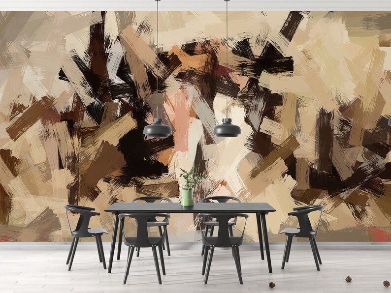 Abstract Brown Tones Wallpaper: Personalized Wall Decor - Etsy España