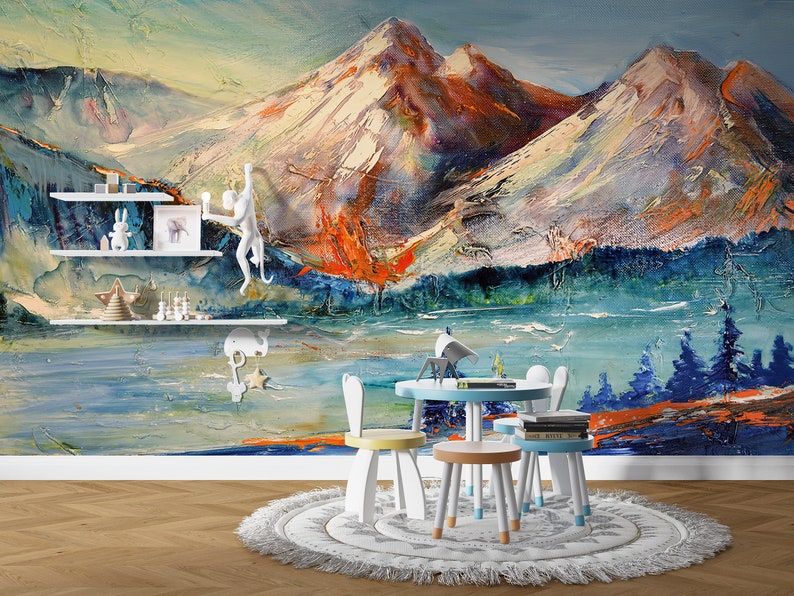 Abstract Mountain Landscape View Wall Mural - Etsy UK