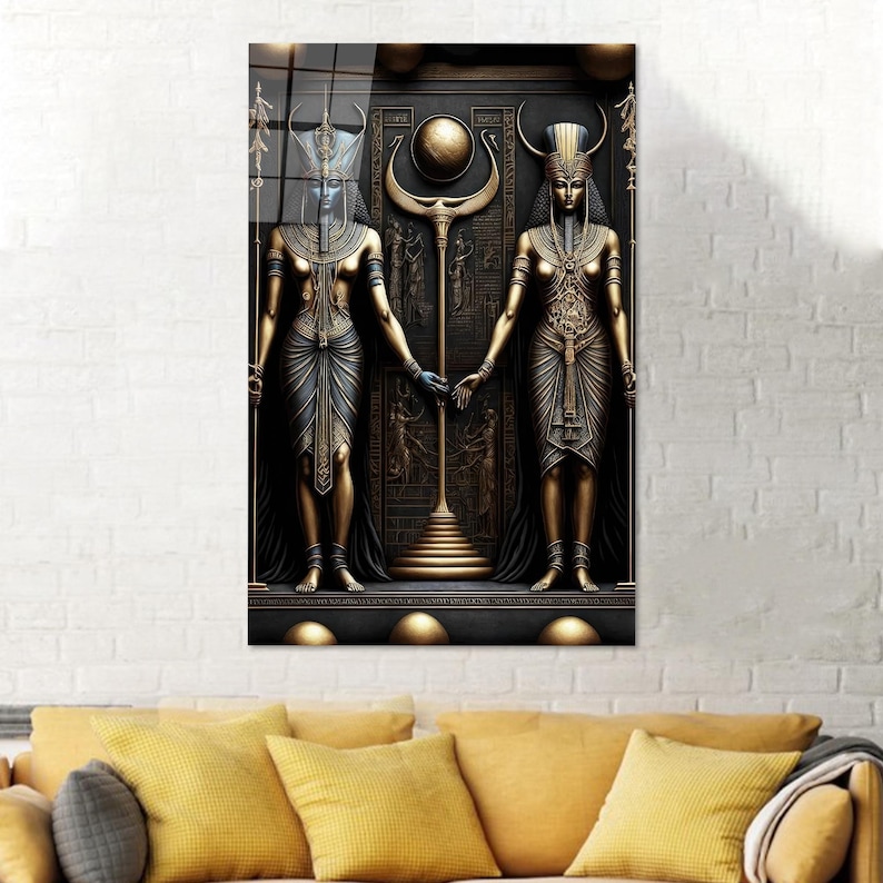 Anubis Tempered Glass Art: Egyptian Golden Wall Decor - Etsy UK