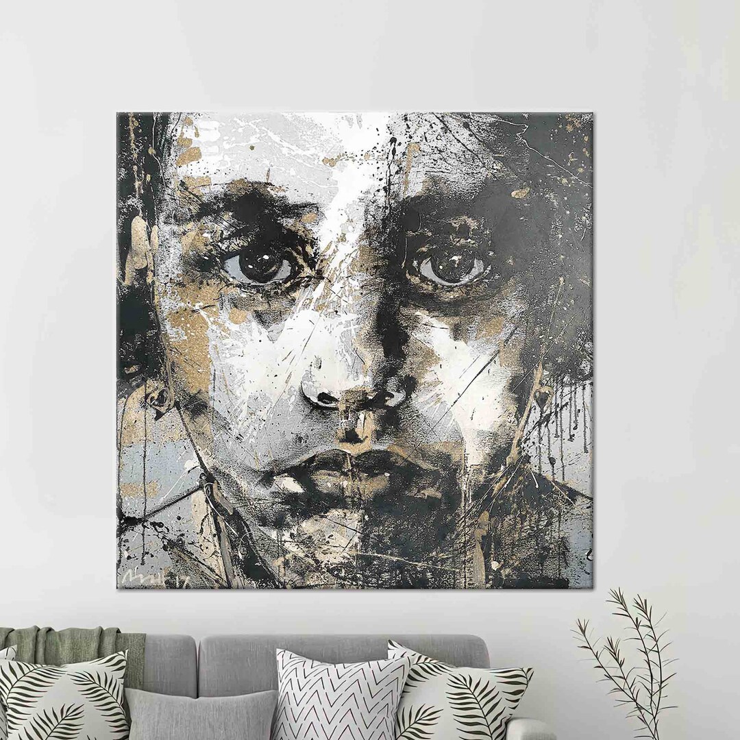 Abstract Face Wall Art, Modern Artwork, Abstract Portrait Art, Tempered ...