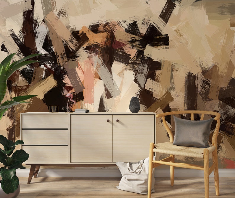 Abstract Brown Tones Wallpaper: Personalized Wall Decor - Etsy España