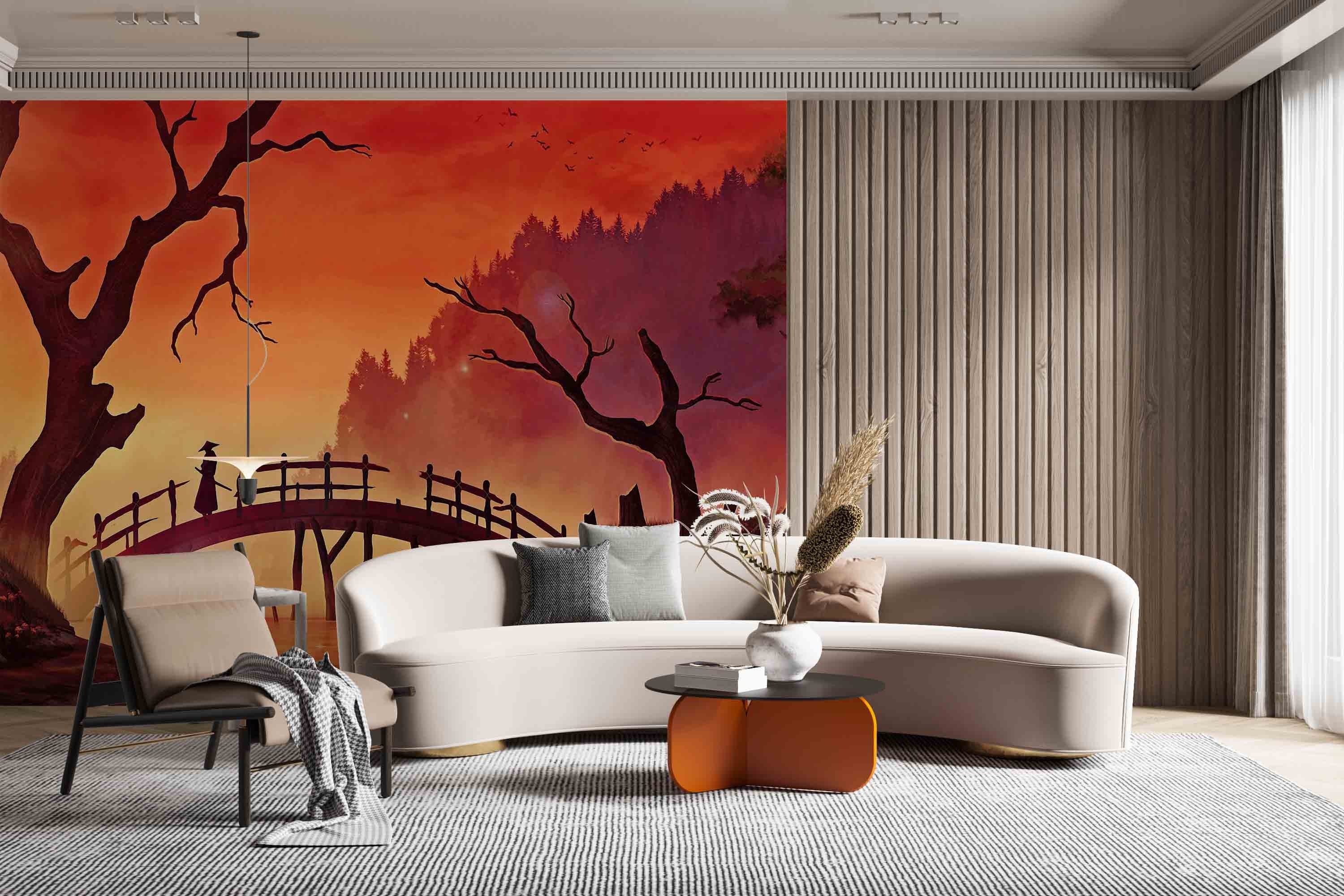 Samurai Wall Decals Anime Wall Painting Japan Wallpaper - Etsy