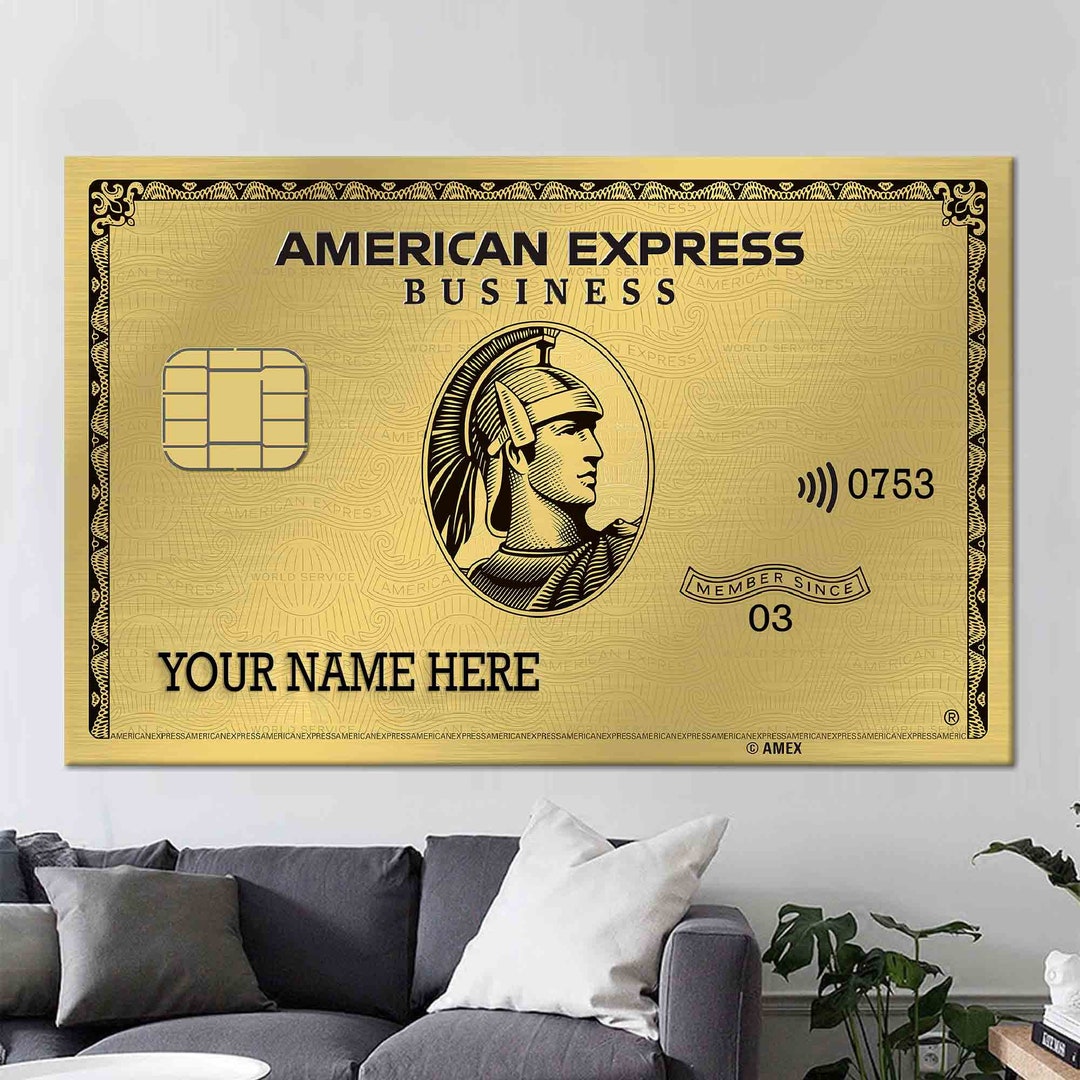 American Express Card Art Wall Decor, Personalized Wall Art, Gold ...