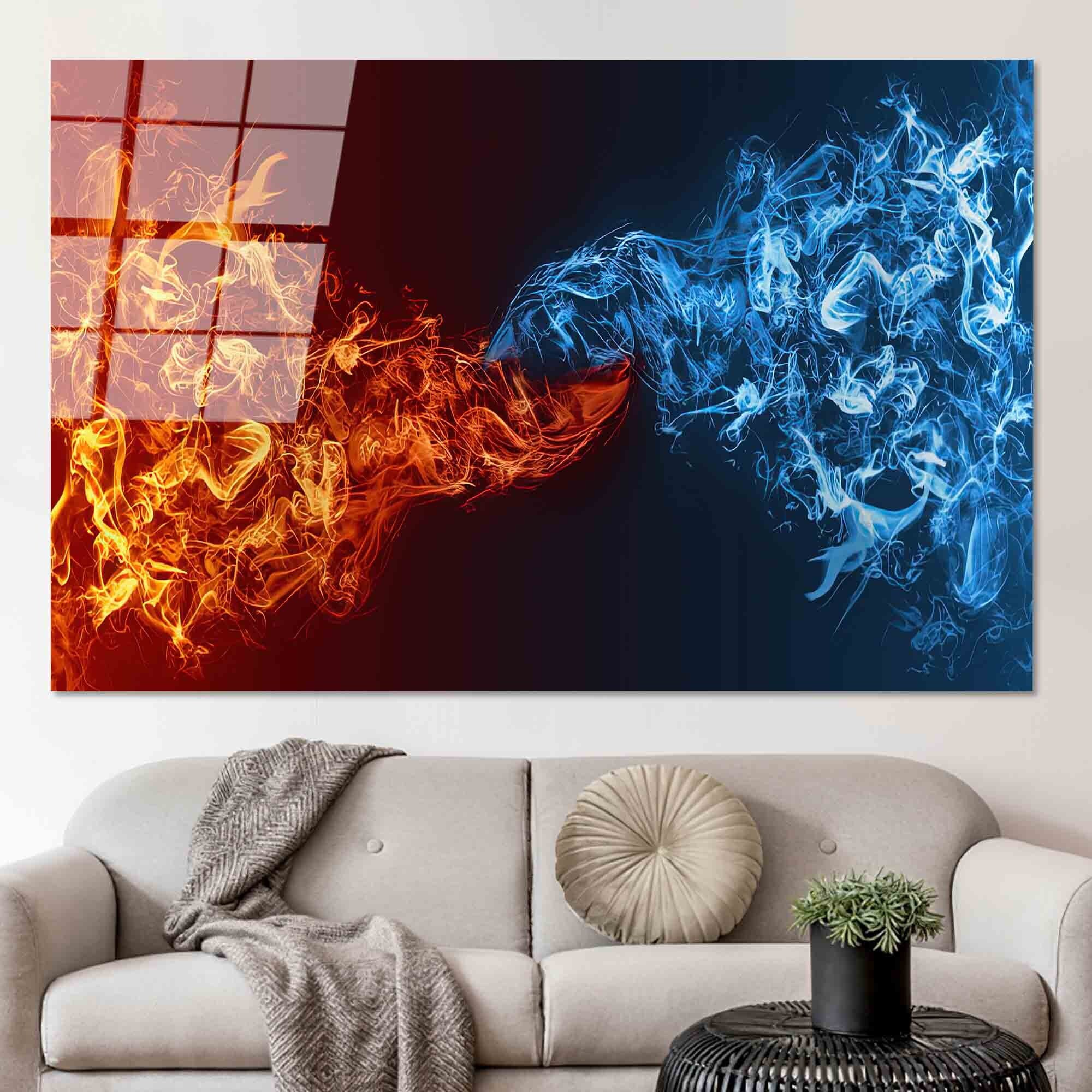 Abstract Fire and Ice Wall Art Modern Art Glass Wall Art - Etsy