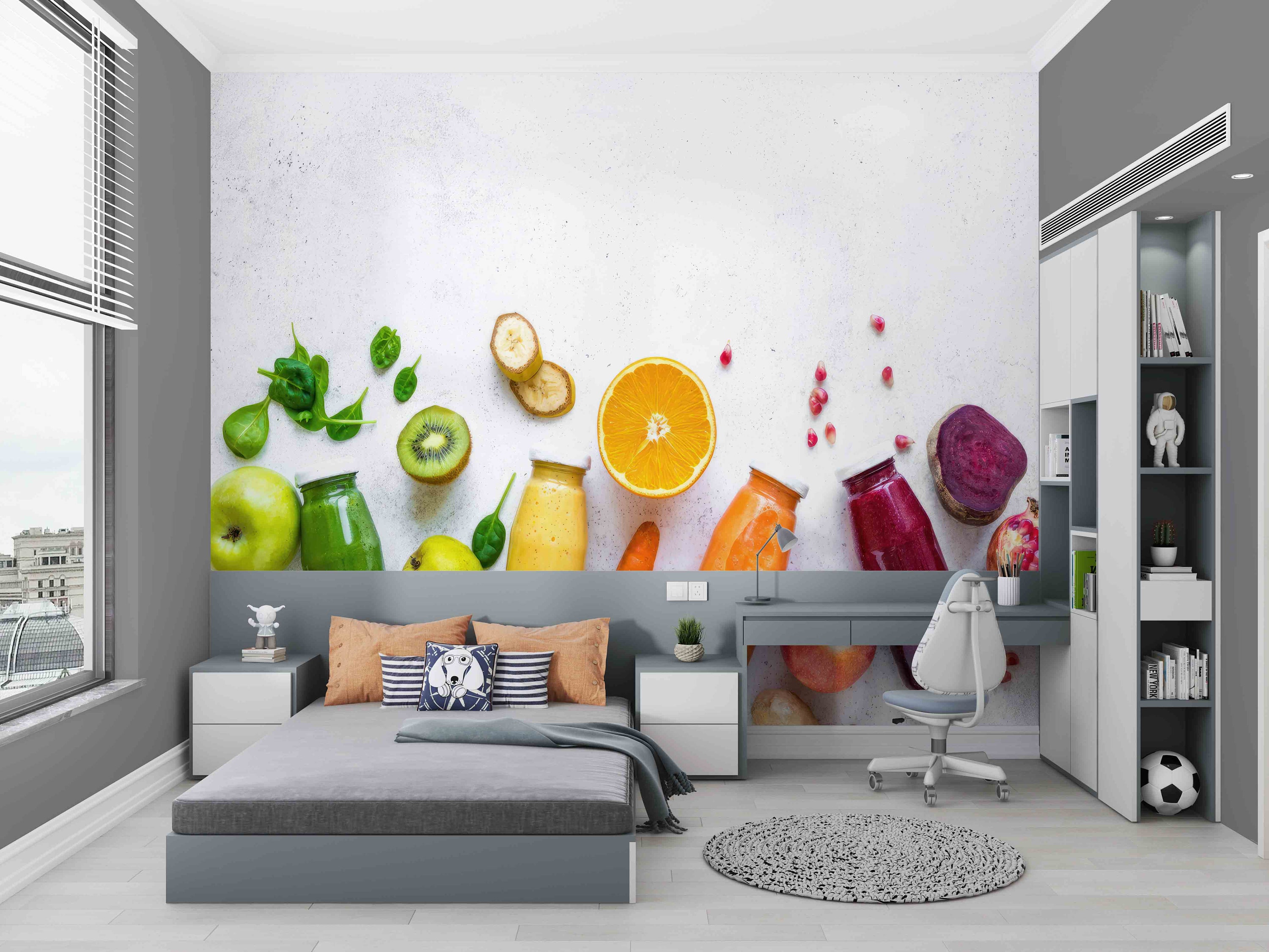 Vegetables and Fruits Wall Paper Fruits Wallpaper Colorful - Etsy