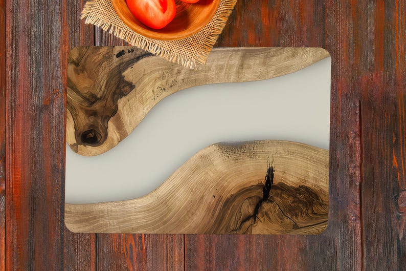 Epoxy Resin Woodgrain Glass Cutting Board: Modern Serving Tray - Etsy