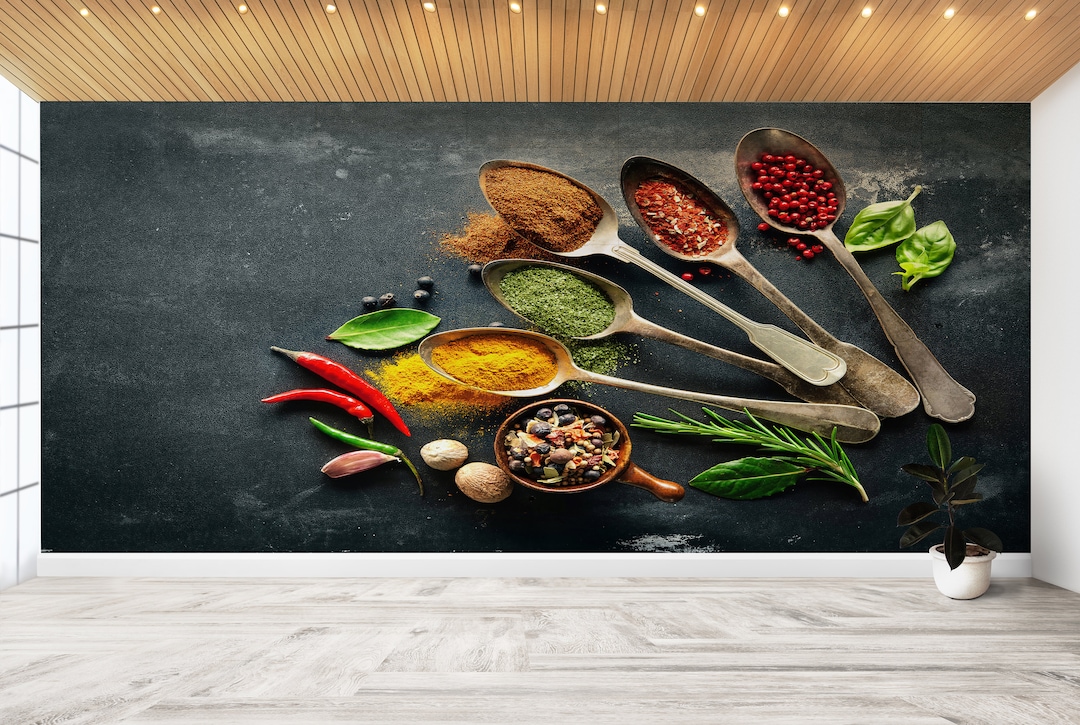 Spices Wall Decor, Personalized Wallpaper, Wall Decals Murals, Kitchen ...