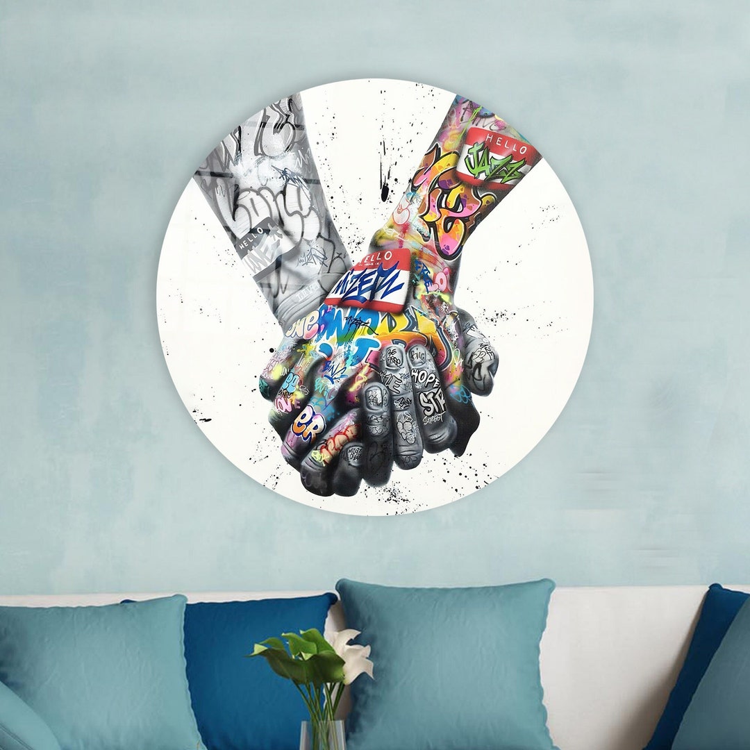 Graffiti Wall Art, Graffiti Hands Wall Art Decor, Couple Holding Hands Graffiti Painting Art ...