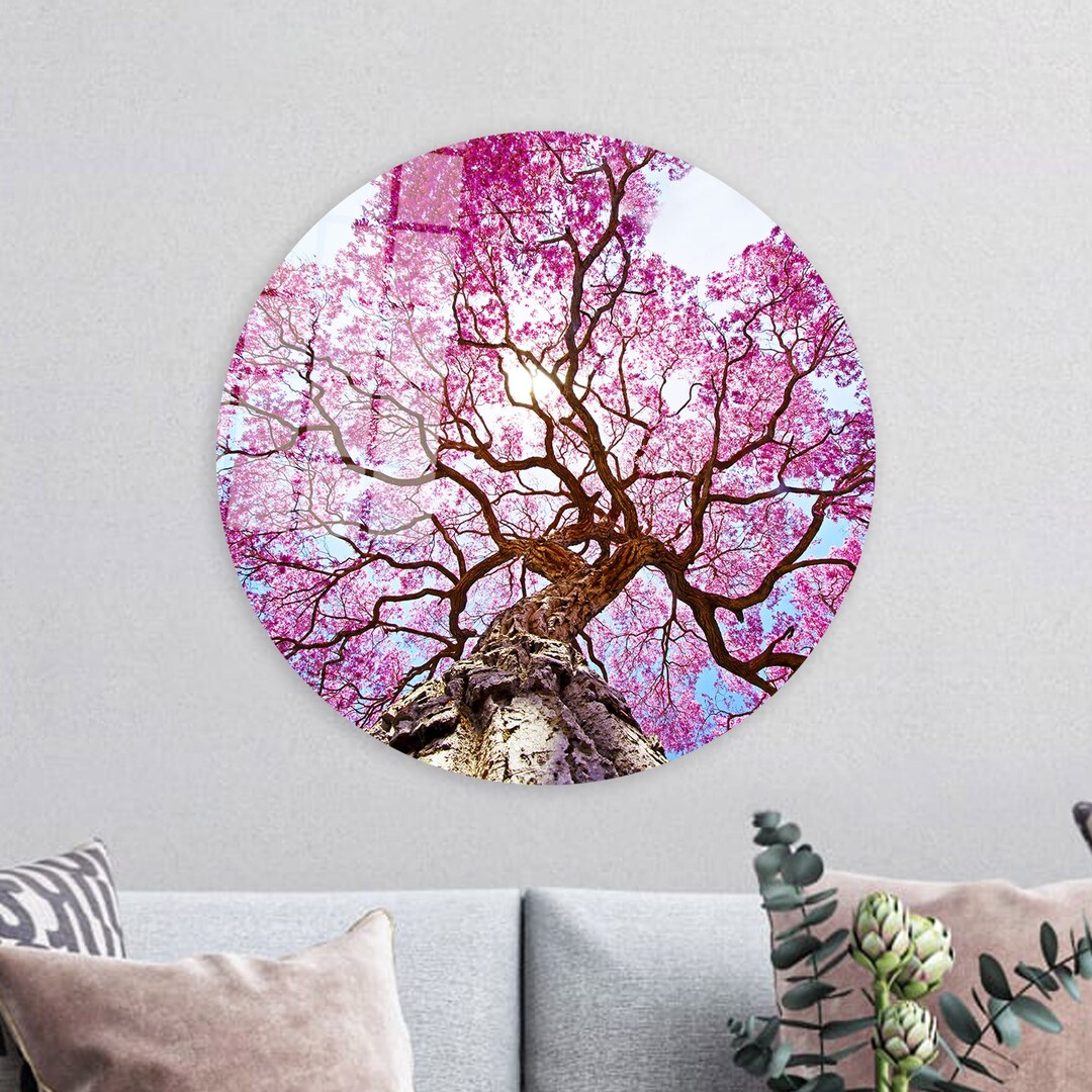 Purple Tree Landscape Wall Art, Tree Wall Decor, Flower Wall Art ...