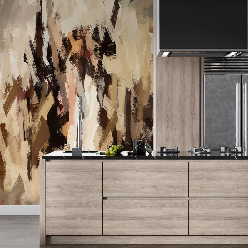 Abstract Brown Tones Wallpaper: Personalized Wall Decor - Etsy España