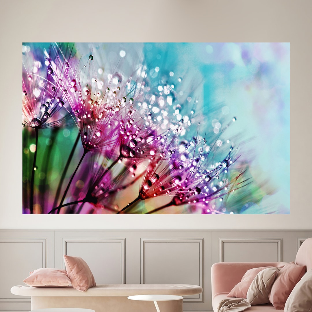 Colorful Canvas Poster, Modern Painted Glass, Printed, Boho Wall Decor ...