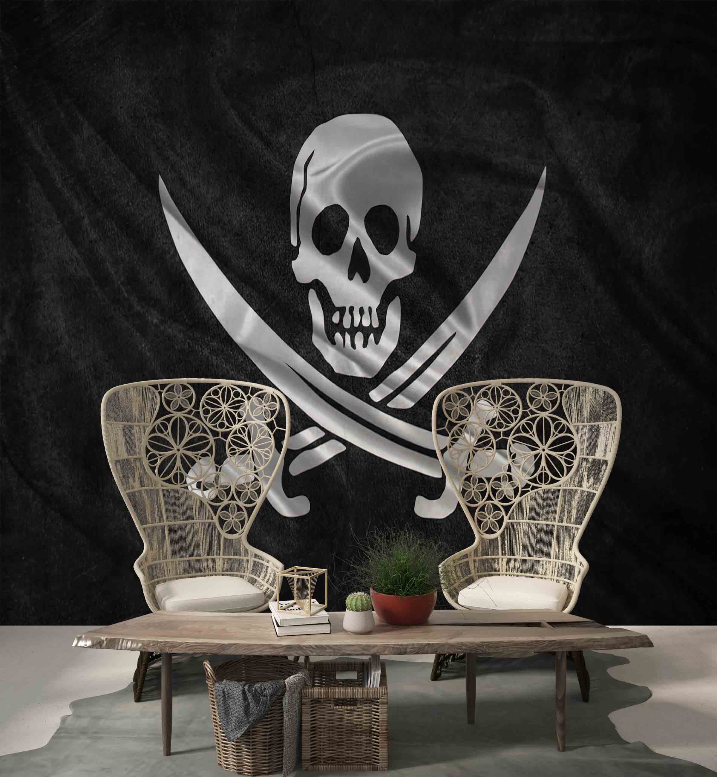 Flag Wall Paper Pirates Flag Wallpaper Paper Cutting Black - Etsy