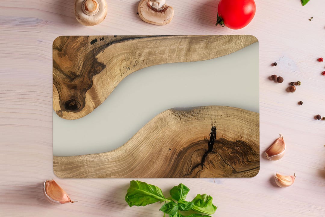 Epoxy Resin Woodgrain Glass Cutting Board: Modern Serving Tray - Etsy