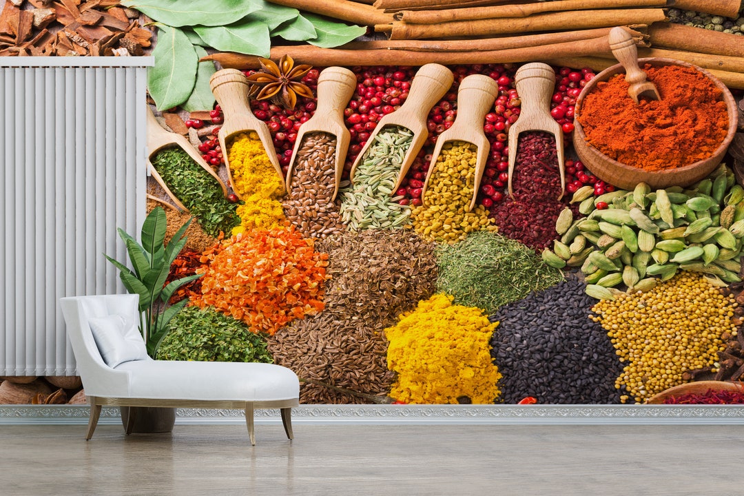 Spices Wall Art, Kitchen Spices Wall Paper, Wall Stickers, Wall Decor ...