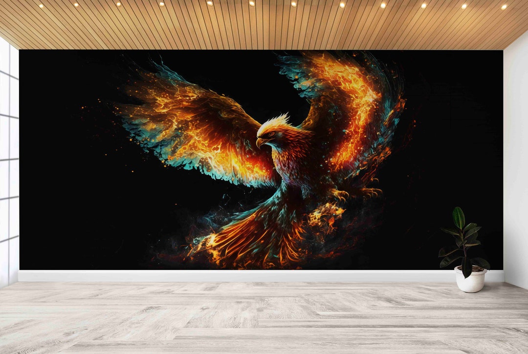 Phoenix Wall Stickers, Black Wall Decals, Animal Wall Decor, 3D ...