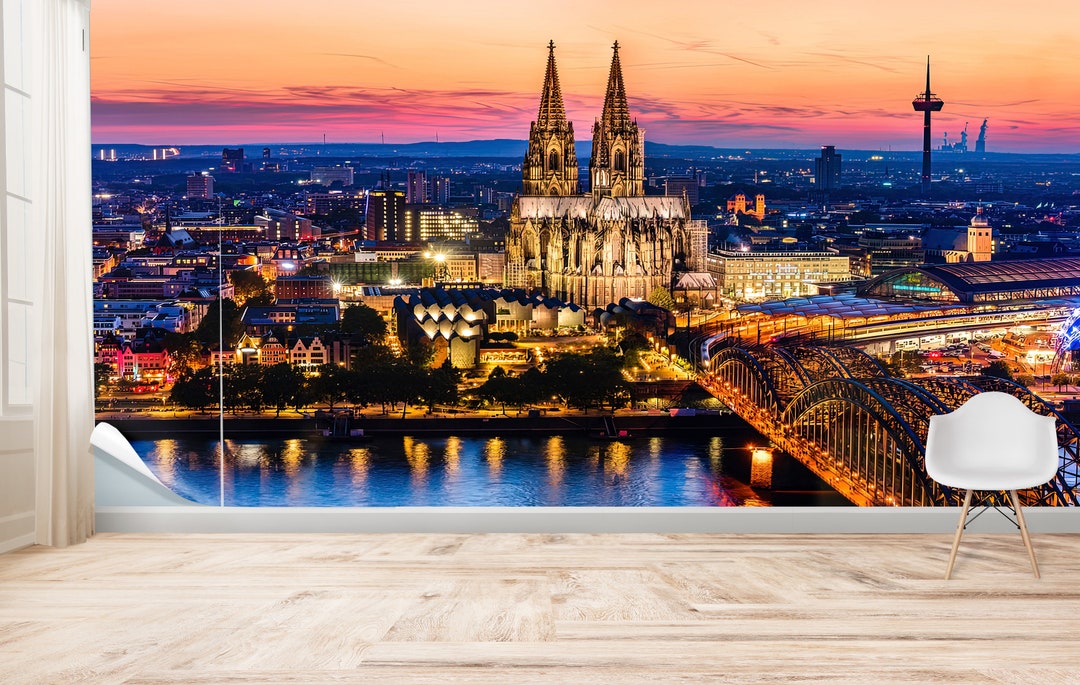 Kolner Dom Cathedral Wall Decals, Cityscape Digital Paper, Sunset Wall ...