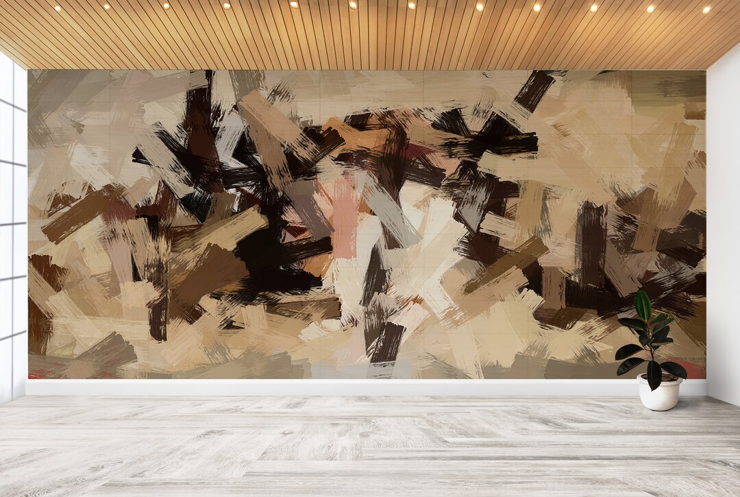 Abstract Brown Tones Wallpaper: Personalized Wall Decor - Etsy España