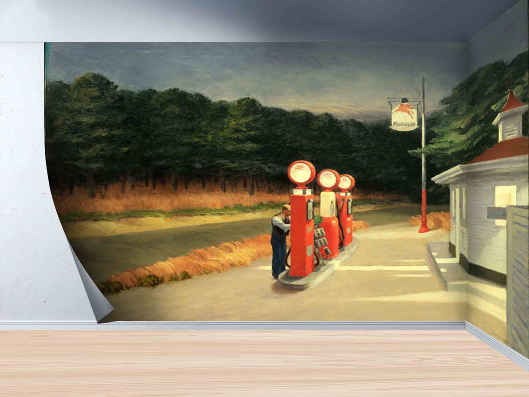 Edward Hopper Gas Station Wallpaper, Edward Hopper Paper Art, Gift for ...