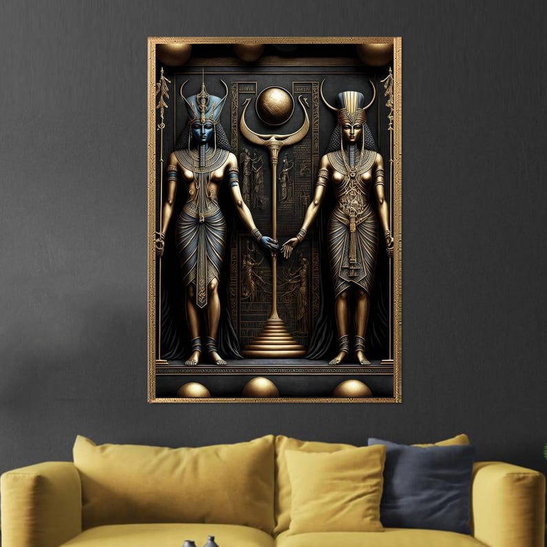 Anubis Tempered Glass Art: Egyptian Golden Wall Decor - Etsy UK