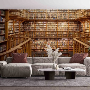 Library Wallpaper Mural – Grand Book Wall for Reading Room or Office ...