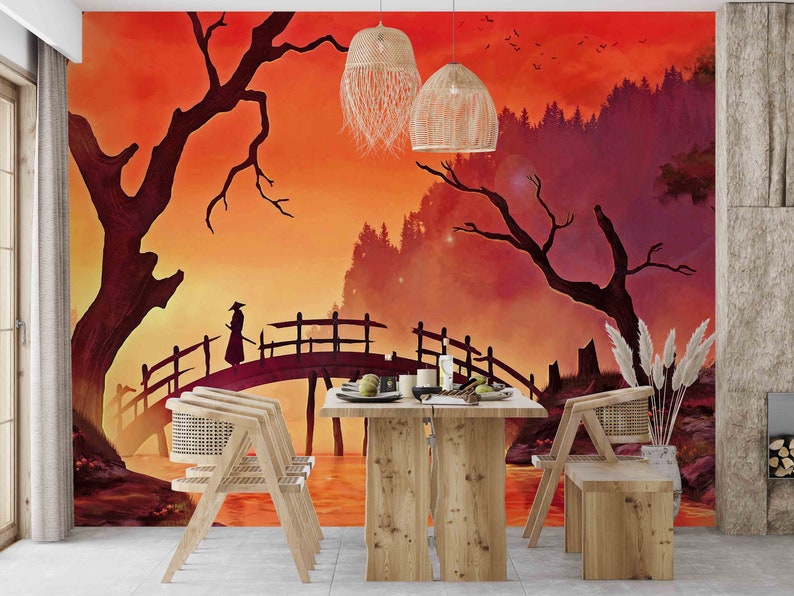 Samurai Wall Decals Anime Wall Painting Japan Wallpaper - Etsy
