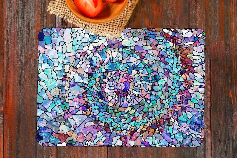 Stained Glass Print Tempered Glass Cutting Board: Colorful Kitchen ...